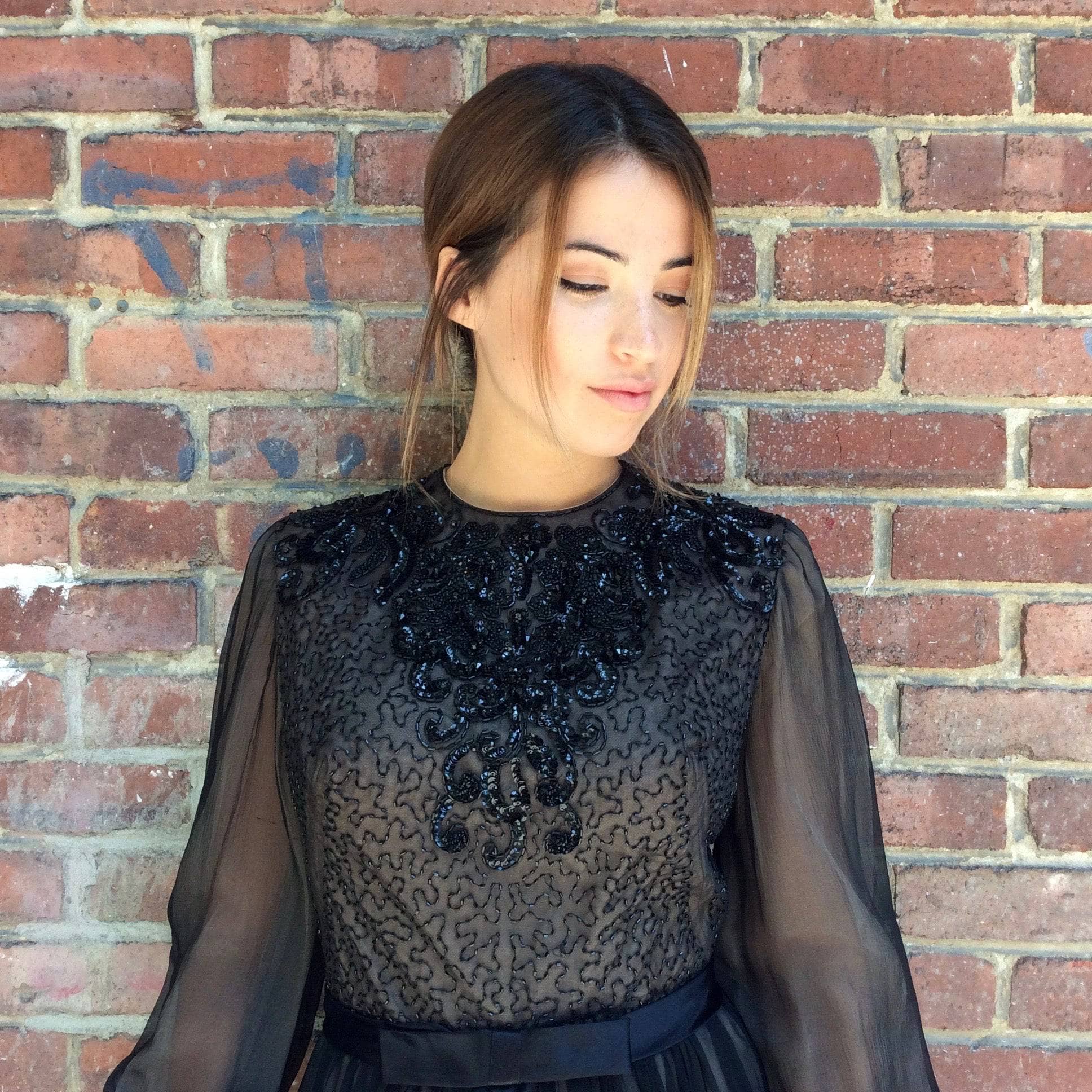 1960s Lily Simon Sequin & Beaded Silk Chiffon Mini Dress S | Bohème ...