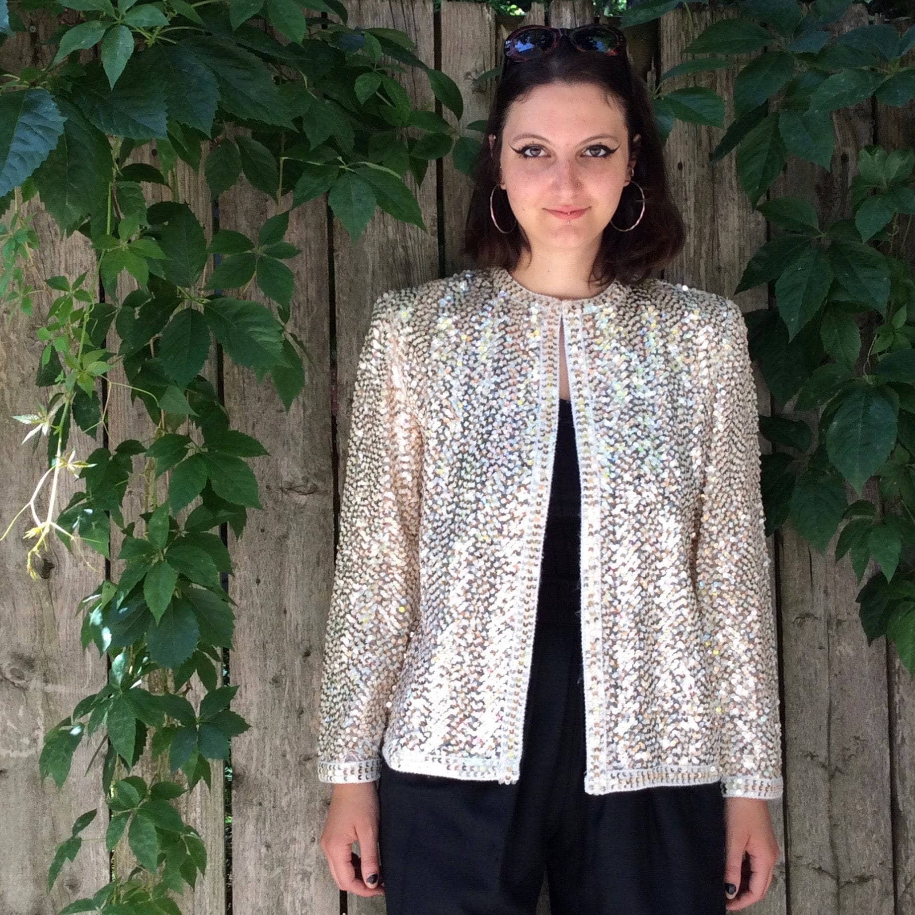 1980s/1990s Silver and Gold Sequin Short Jacket Medium – Boheme Vintage